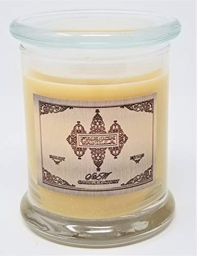 French Vanilla Candle ~12oz Glass Jar Scented Candles ~ 75 Hour Burn Time ~ Premium Soy Candles ~ Made in USA (12oz Glass Jar Cream)