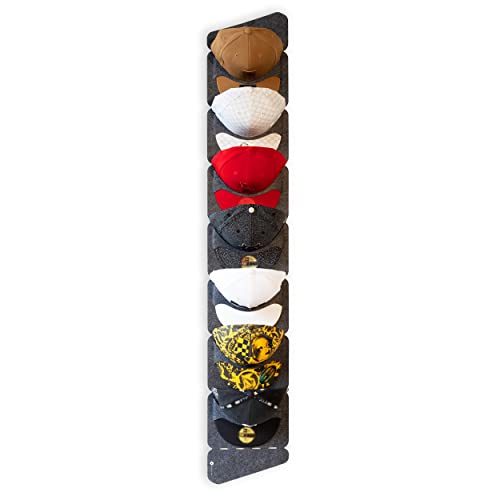 CT Design CapRack, The Original Fitted Cap Display, No Assembly Required Snapback Baseball Hat Organizer and Storage Solution, Lightweight Hat Rack for Flat Billed Caps. Dark Grey
