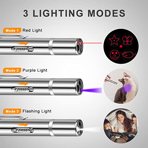 HOHUIGO Laser Pointer Toys for Indoor Cats, Red Dot Cat Toy for Cats Dogs, USB Rechargeable Pet Toys, LED Light Pointer Interactive Cat Toys Kitten Play Training Exercise Toys, Cat Wand Chasing Toys