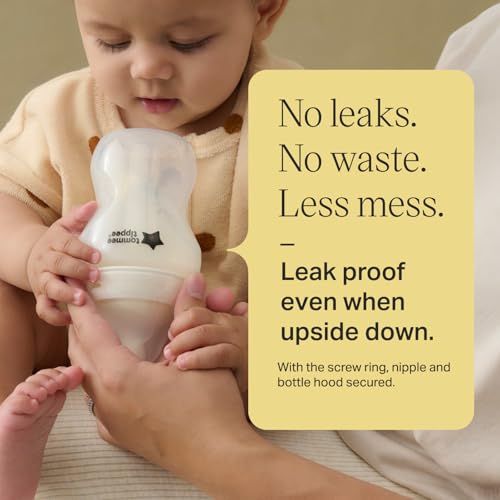 Tommee Tippee Natural Start Baby’s First Bottle Set, 2 x 5oz and 2 x 9oz Anti-Colic Bottles, Slow and Medium Flow Nipples, 0-6 month Pacifier, Self-Sterilizing