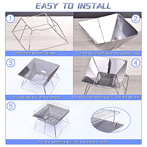 Barbecue Grill, Folding Charcoal BBQ Grill Portable Camping Grill, Stainless Steel Barbecue Tool Kits for Outdoor Picnic Patio Camping Backyard Cooking Travel