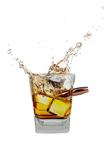 Barbuzzo Last Man Standing - Bullet Whiskey Glass - Durable Hand Blown Glass - Hand Sculpted with a Faux 50 Caliber Bullet - Great Man Gift and Addition to the Man Cave - Holds 10 Ounces
