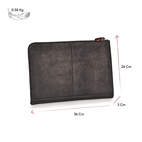 DONBOLSO Laptop Sleeve London I 13.3 Inch Genuine Leather Notebook Briefcase for Men & Women I Up to 14 Inch Protective Case I Vintage Black