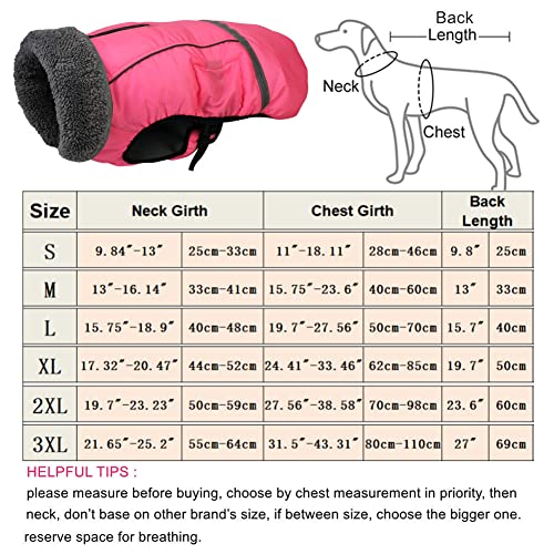 Doglay Dog Winter Coat with Thicken Furry Collar, Fleece Lining Reflective Warm Dog Jacket, Waterproof Adjustable Dog Clothes for Cold Weather, Soft Puppy Vest Apparel for Small Medium Large Dogs