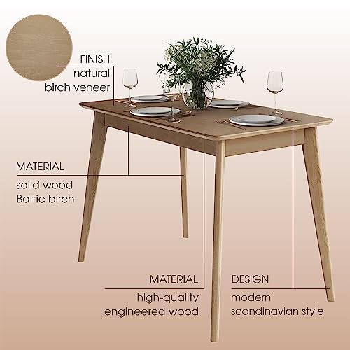 DAIVA CASA Pegasus Rectangular Dining Table - Birch Solid Wood Kitchen & Dining Room Furniture - Mid Century Modern Scandinavian Style β Brown Kitchen Table for Small Space β 40Ρ
24 inch