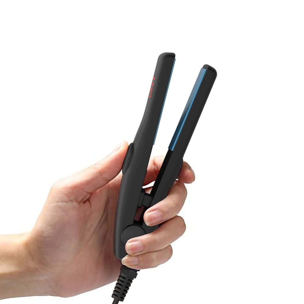 Professional Travel Size 0.5 inch Mini Flat Iron Tourmaline Ceramic Hair Straightener Black