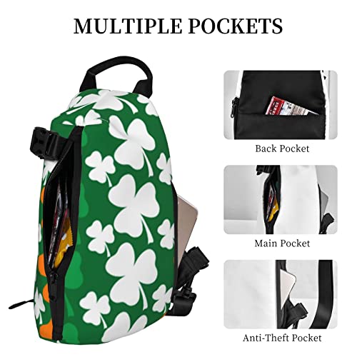 Crossbody Sling Backpack Patricks-Day-Irish-Flag Travel Hiking Chest Daypack One Strap Shoulder Bag