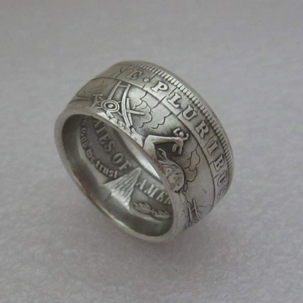 JOOLIXUACT Hobo Coin Ring Handcrafted Ring Made from US Morgan Hobo Coin