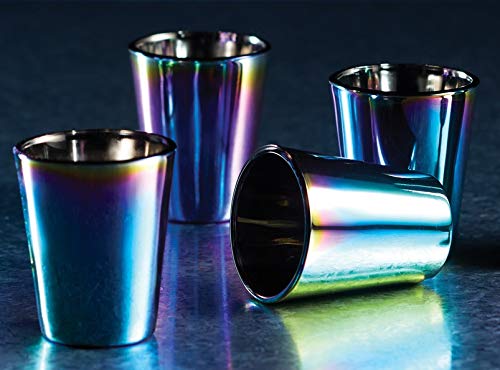 BarCraft BCSGRBOW4PC Metallic Rainbow Iridescent Shot Glasses, 50 ml (2 fl oz), Set of 4, 5 x 5 x 6 cm