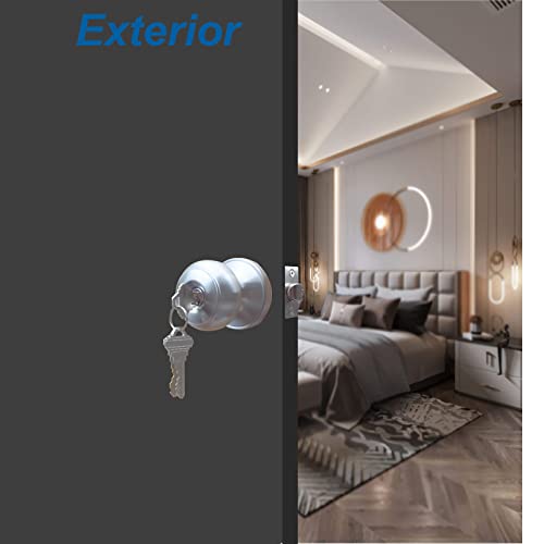 Comfhouse 5 Pack Stainless Steel Ball Entry Door Knob, Keyed-Alike Satin Nickel Entrance Door Knob,Interior/Exterior Door Knob with Lock For Bedroom Bathroom, Front Entry Door Knobs with Lock Same Key