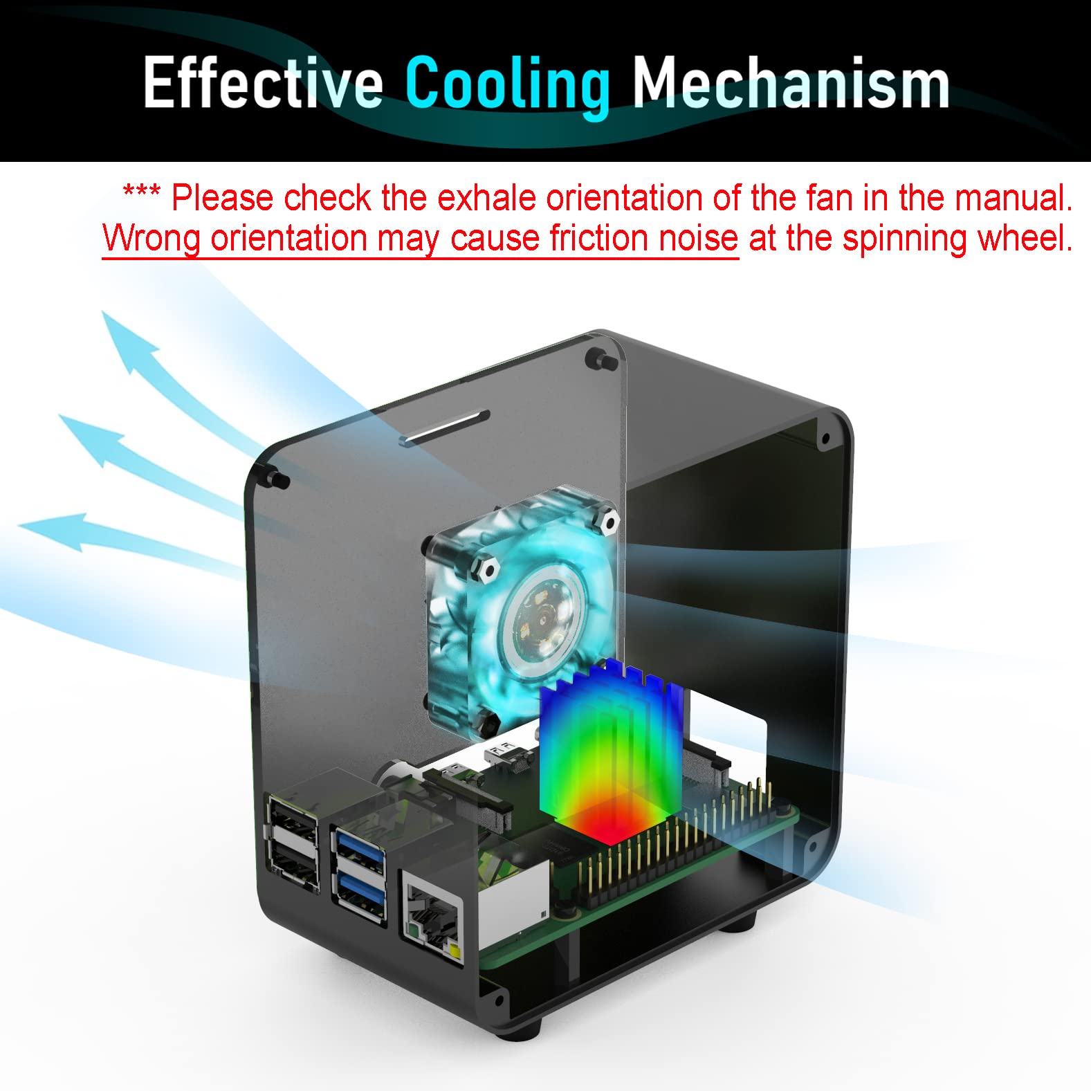 ElectroCookie Raspberry Pi 4 Case, Aluminum Mini Tower Case with Cooling Fan and Color Changing Ambient Light (Matte Black & Dark Gray)