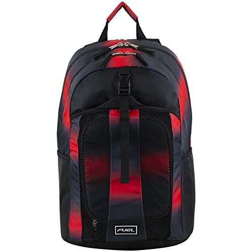 FUEL Backpack with Lunch Box Combo β 18β Two Compartment Water Resistant Durable Adjustable Straps with Side Water Bottle Pockets 2 in 1 Set - Red and Black