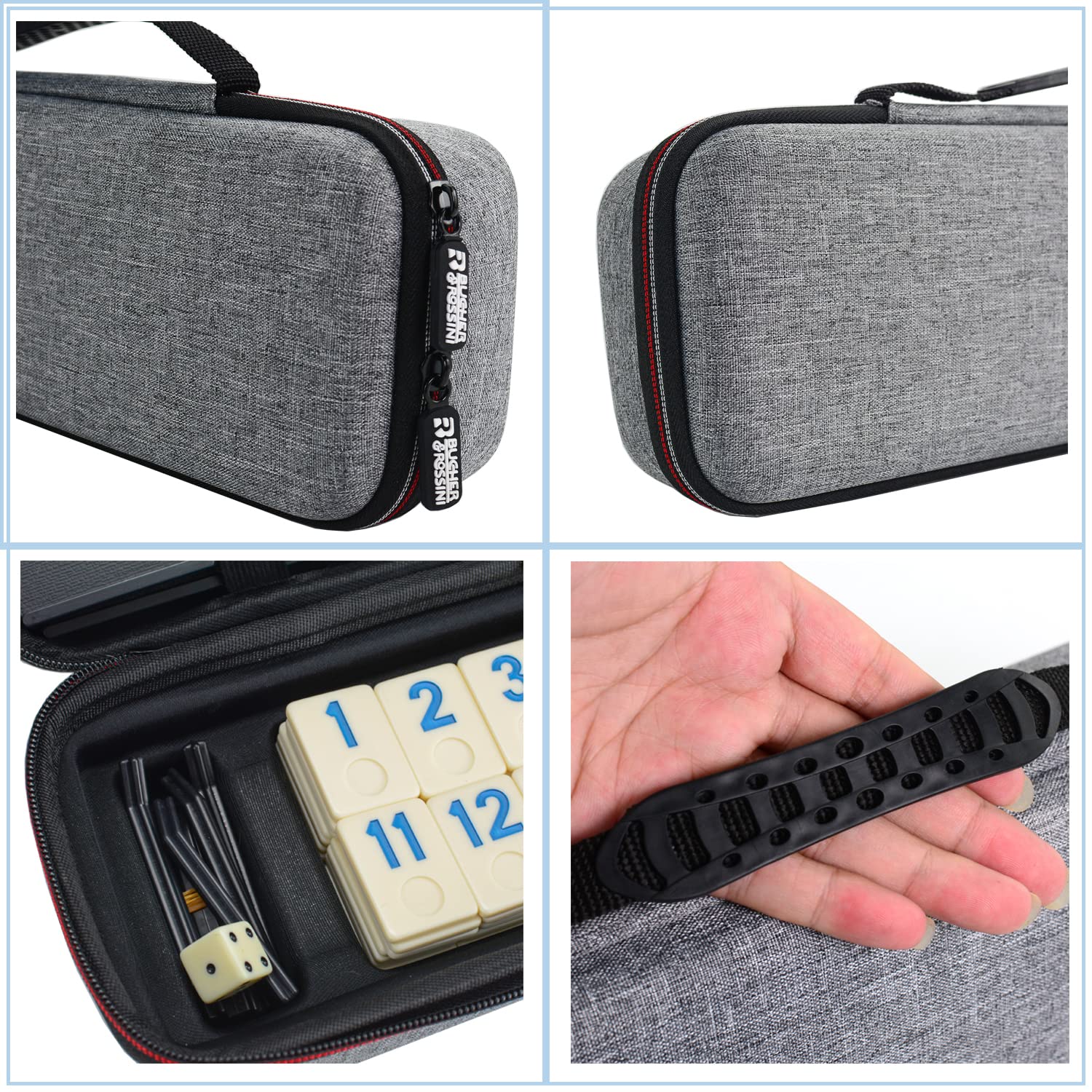 Rummy Tiles Game, Rummy Cube Travel Game Set Outlasting Color with 4 Anti-Skid Rack & Convenient EVA Hard Case