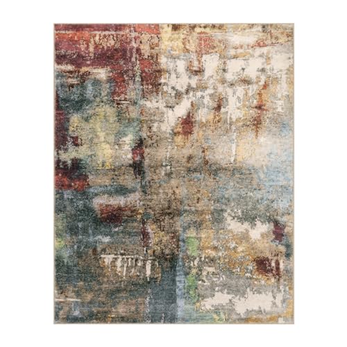 Lahome Modern Abstract Living Room Rug 8x10, Washable Rugs 8x10 Area Rug for Bedroom Stain Resistant Non Slip, Large Red Soft Indoor Accent Carpet for Dining Room Table Home Decor
