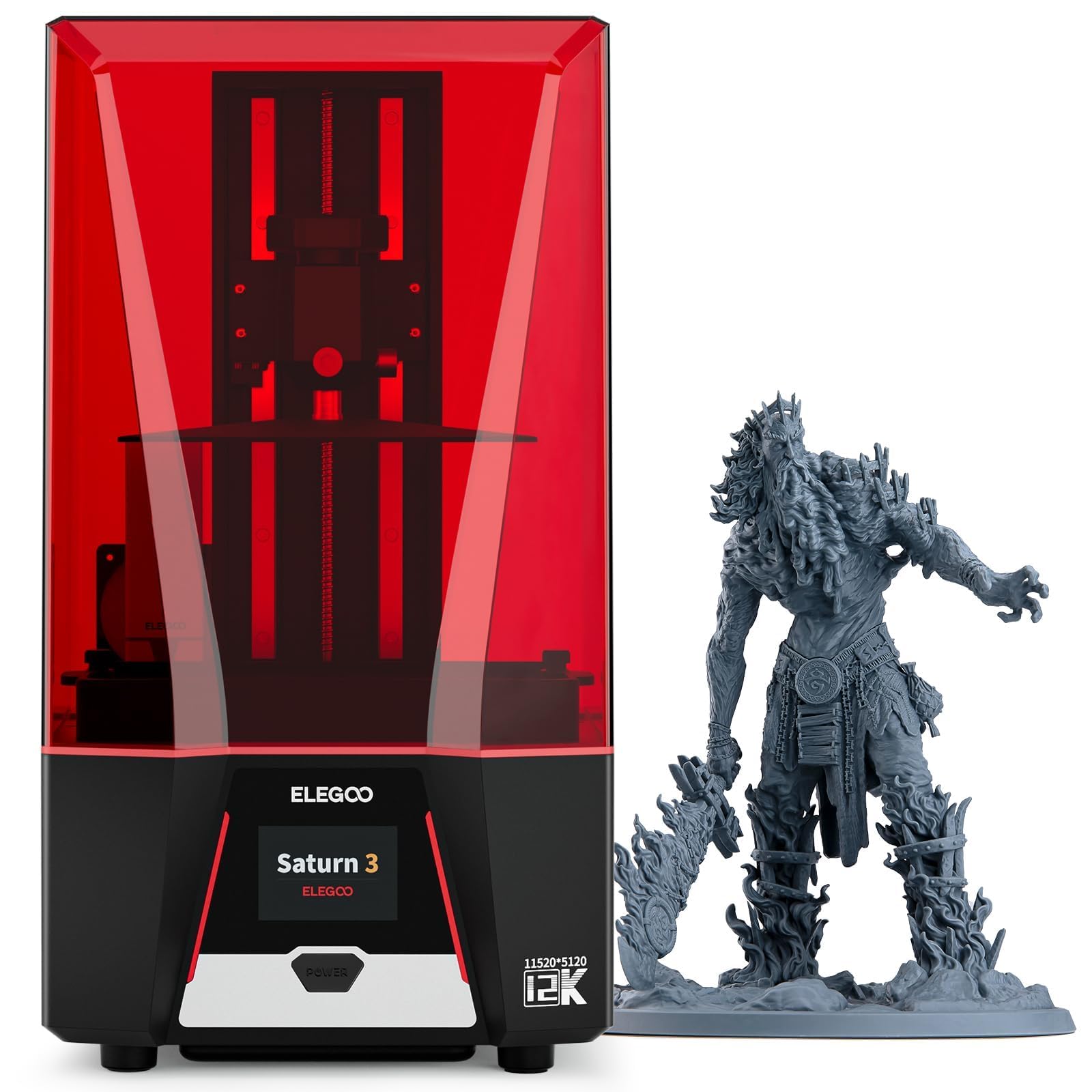 ELEGOO Saturn 2 MSLA 3D Printer, UV Resin Photocuring Printer with 10-inch 8K Monochrome LCD, 8.62"(W) 4.84"(D) 9.84"(H) Larger Printing Size