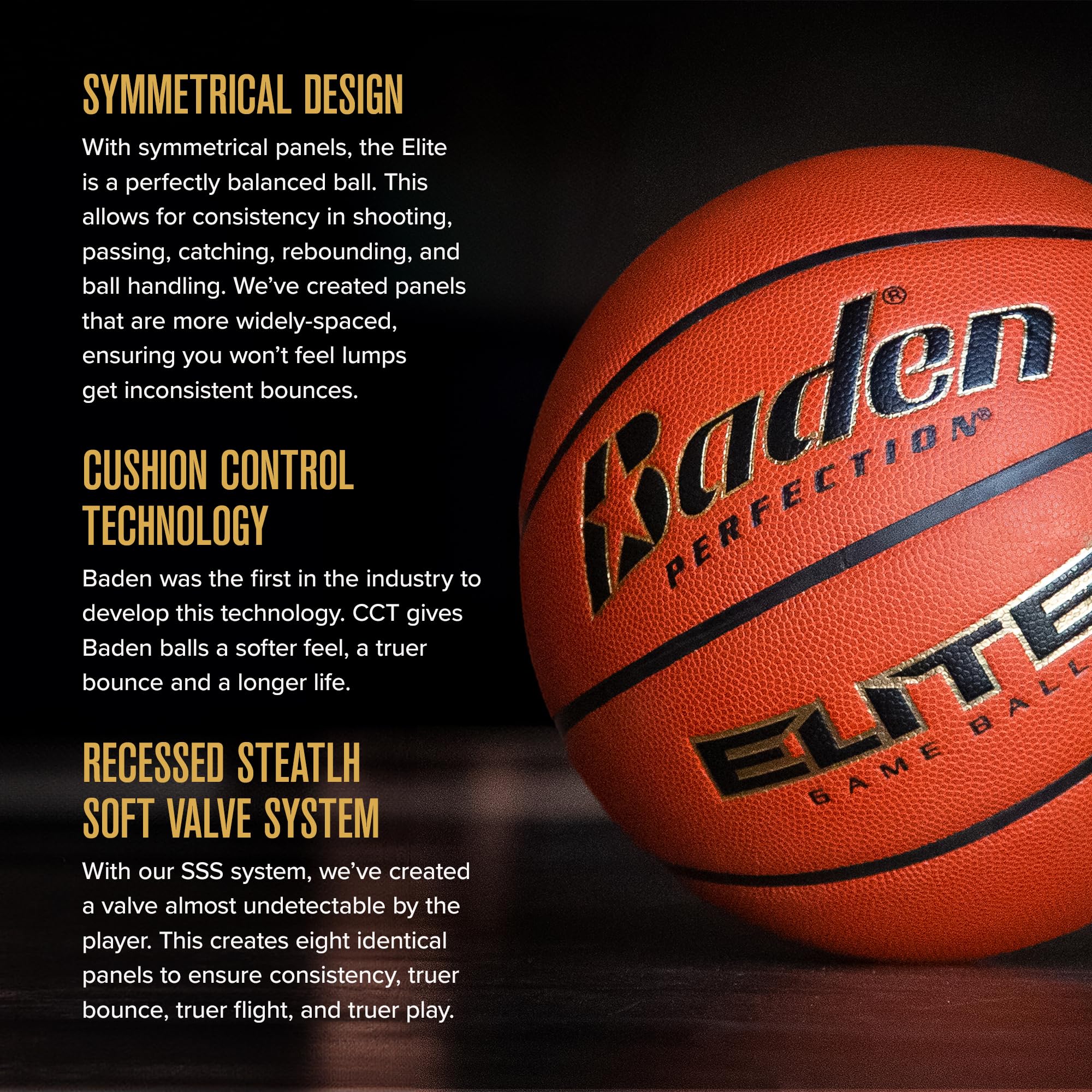 Baden Elite Indoor Game Composite Basketball, Official Size 6 & 7