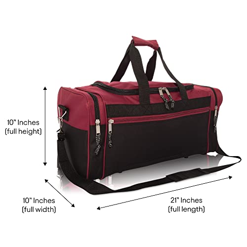 DALIX 21" Blank Sports Duffle Bag Gym Bag Travel Duffel with Adjustable Strap in Maroon