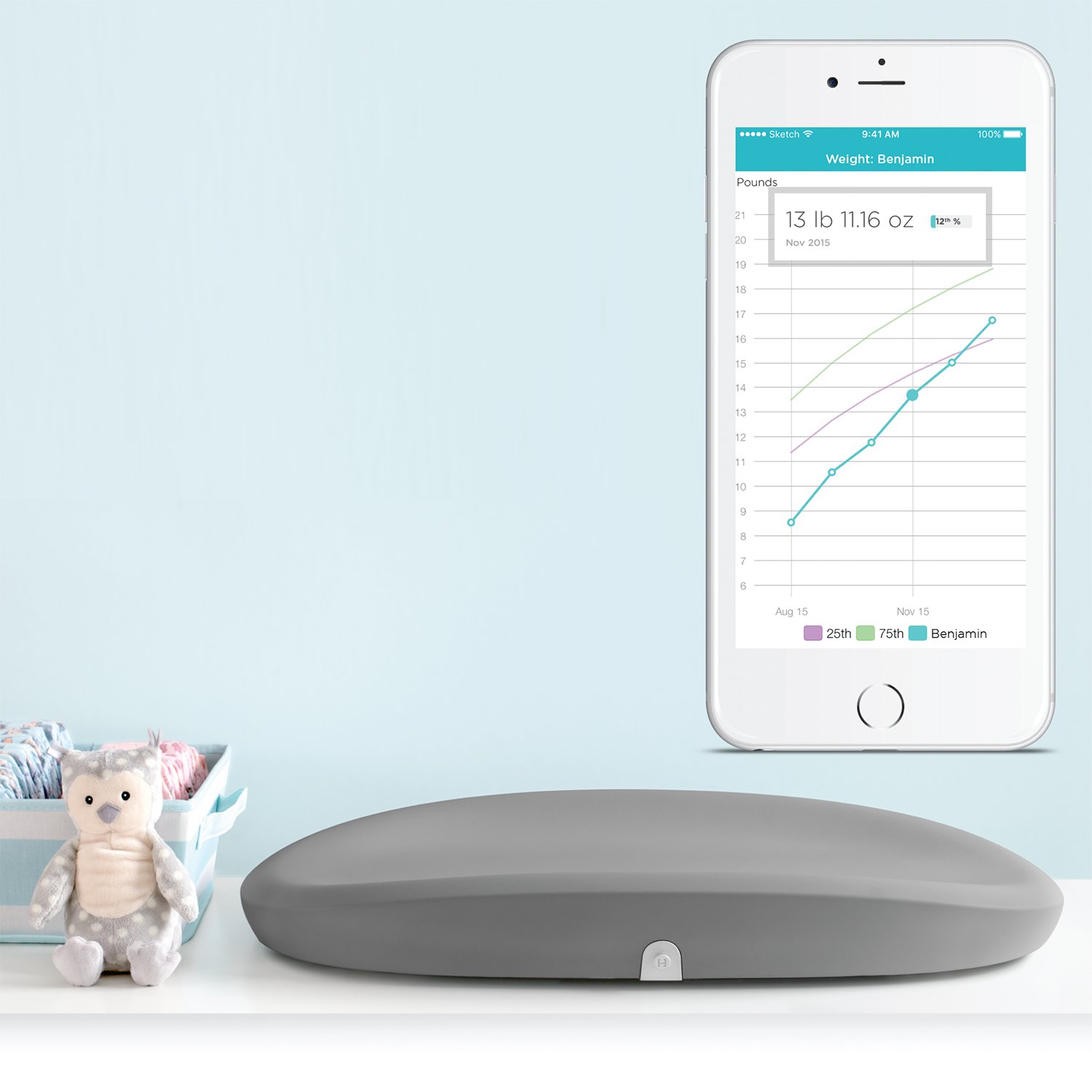 Hatch Grow Smart Changing Pad and Scale (Grey)