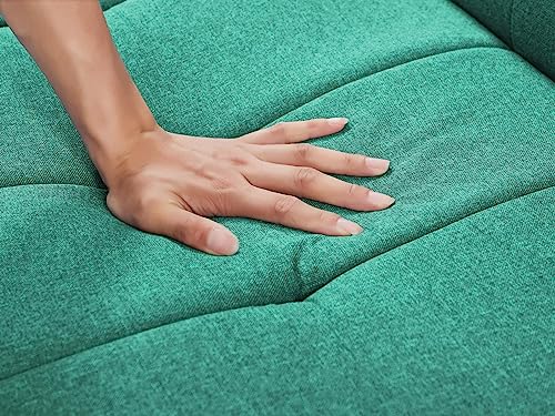 Fiveshow Modern Linen Cushion Convertible Double Folding Living Room Sofa Bed (Eucalyptus Wood Frame),Apartment Living Room Sofa