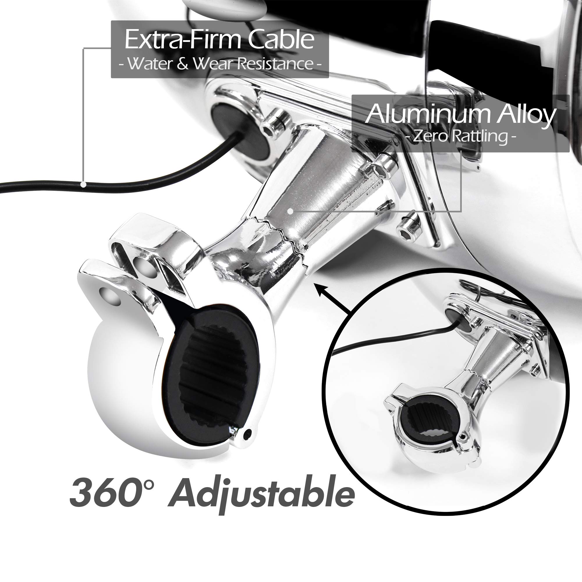 GoHawk TN4-W Waterproof Amplifier 4" Full Range Bluetooth Motorcycle Stereo Speakers 1 to 1.25 in. Handlebar Mount Audio Amp System Harley Touring Cruiser ATV 4-Wheeler, USB, AUX, FM Radio