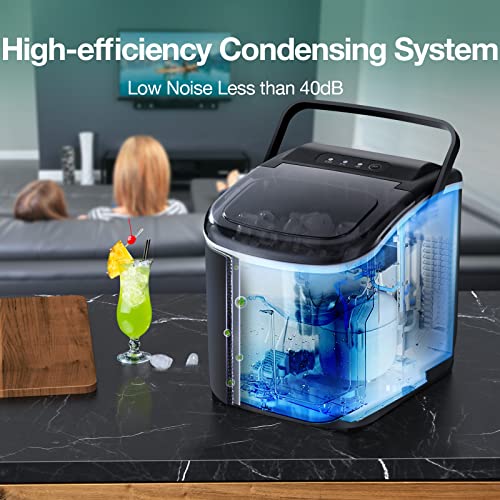 Countertop IceĀ Maker 6 Mins 9 Bullet Ice, 26.5lbs/24Hrs, Portable Ice Maker Machine with Self-Cleaning, Bags, Ice Scoop, and Basket, for Home/Kitchen/Office/Party