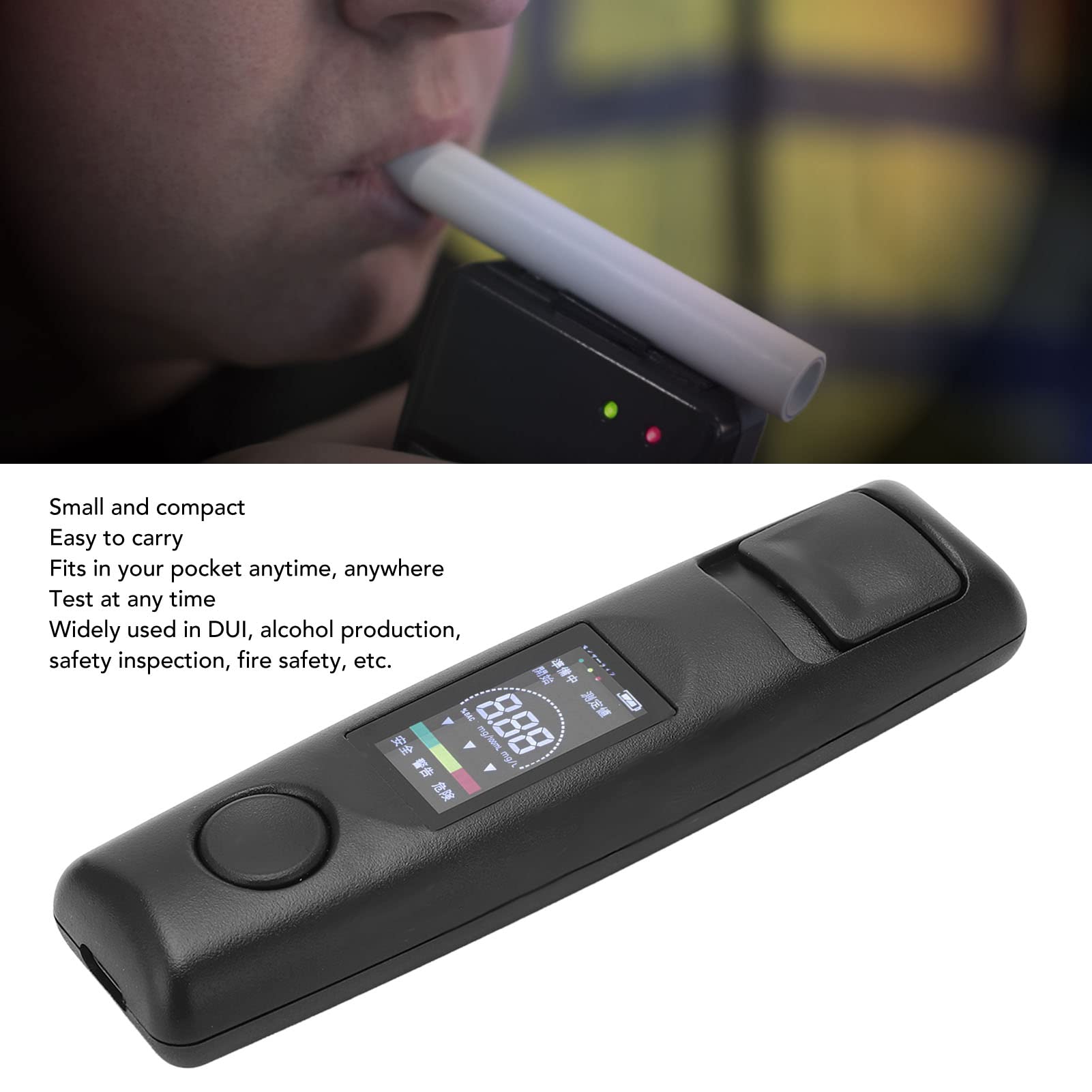 BigKing Alcohol Tester,Easy Carry Non Contact Testing Healthy Safe Accurate Detection Breath Alcohol Testing Tool