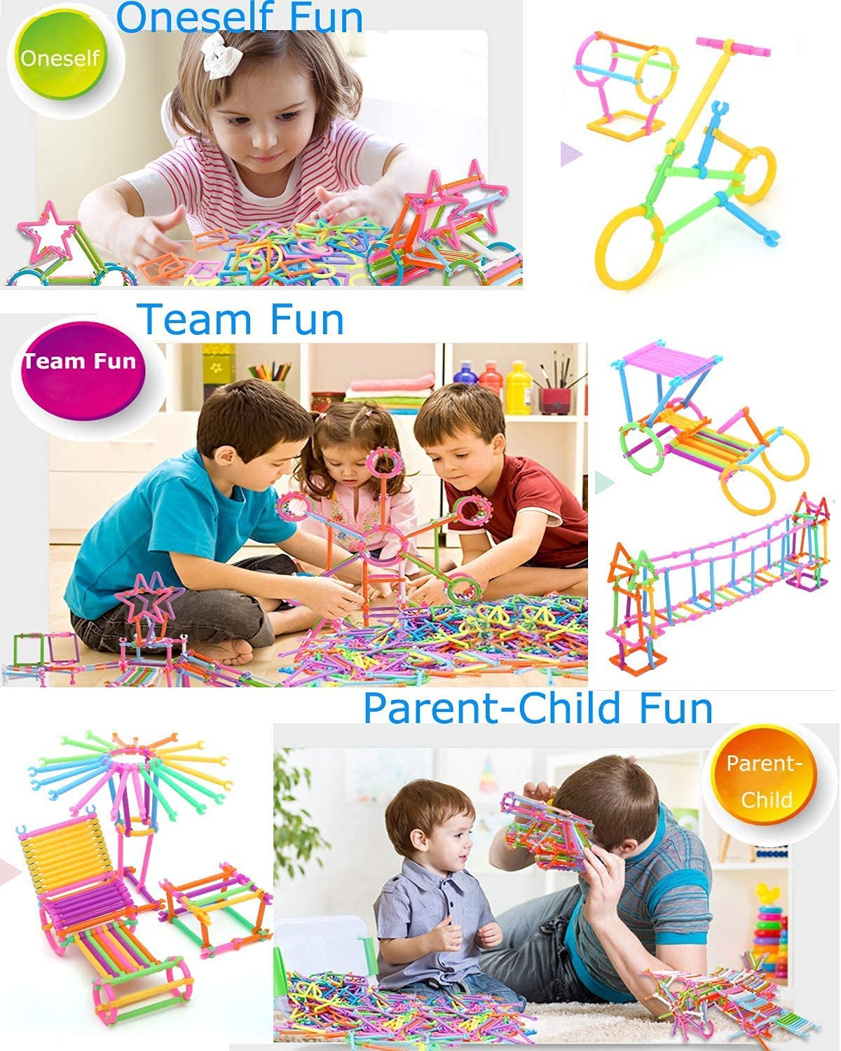 JuanYue 500 PCS Building Toy Building Sets Different Shape Educational Construction Engineering Set 3D Puzzle, Great STEM Toy for 3 Years Old and Above Boys and Girls