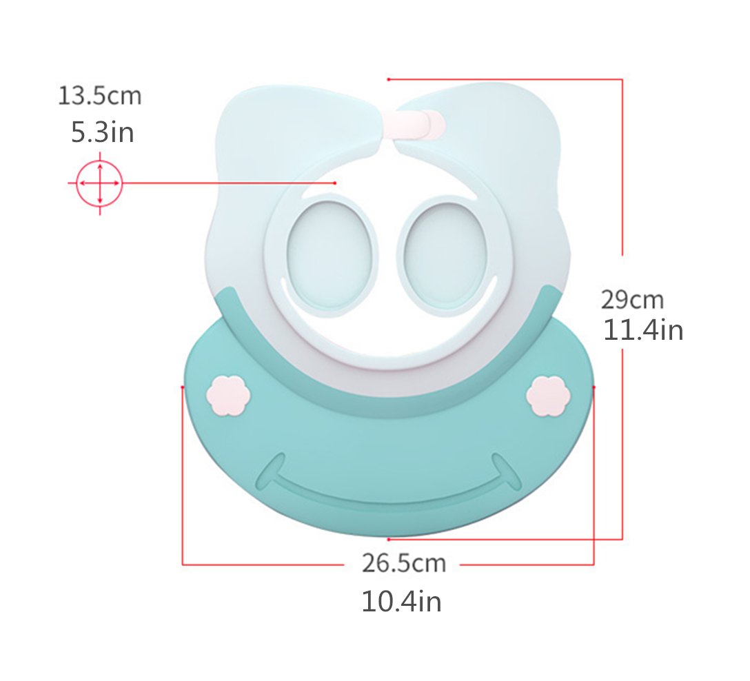 HiCat Baby Children Kids Shampoo Shower Bathing Cap Hat, Elastic Soft Comfortable Adjustable Wash Hair Shield Hat for Baby Kids, Silicone Protect Soft Cap Hat for Protecting Eyes and Ears (Blue 02)