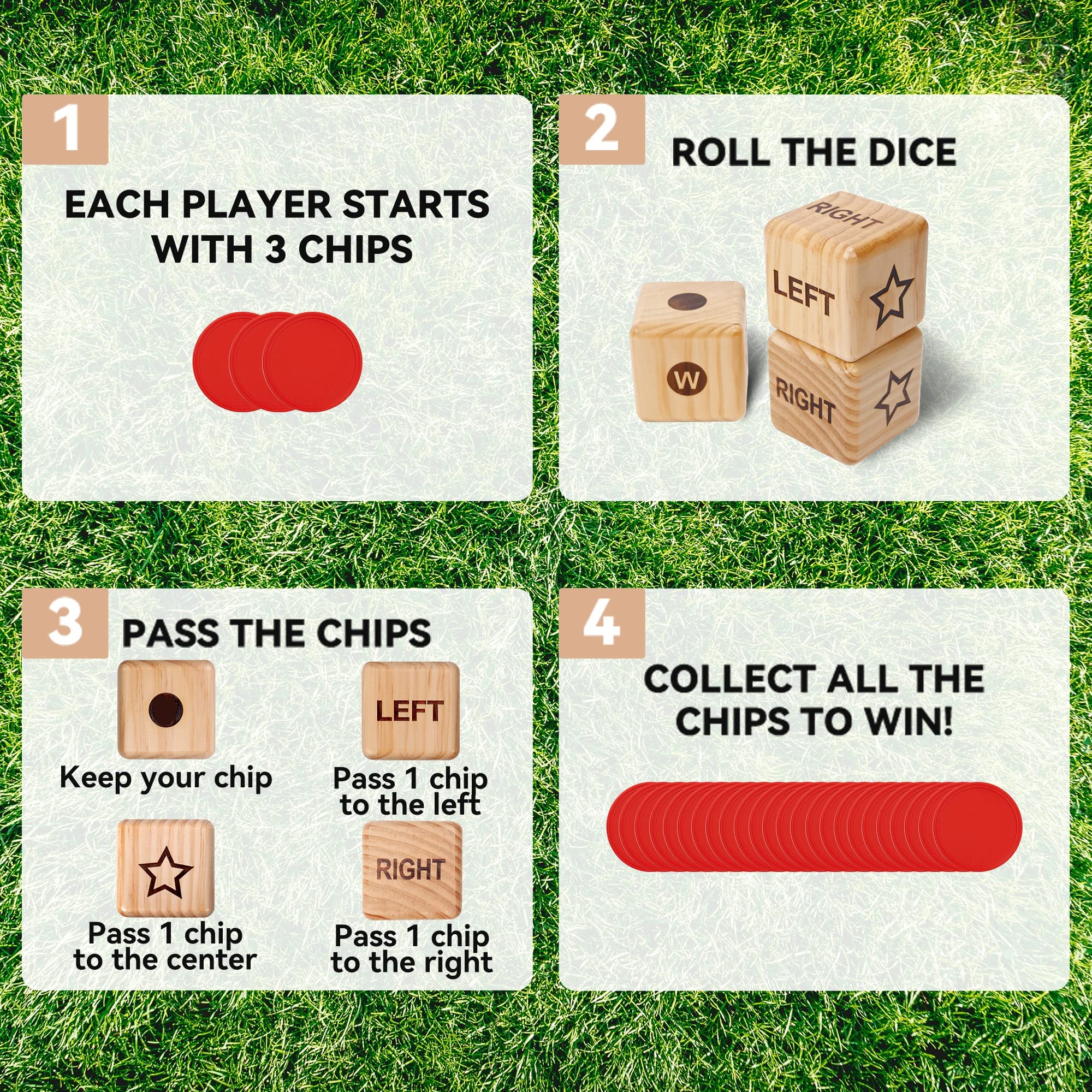 Juegoal Giant Dice Game, Wooden Lawn Dice Games for Kids Adults Family