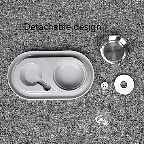 Double Dog Cat Bowls Water and Food Bowl Set,Detachable Stainless Steel Bowl Automatic Water Dispenser Bottle Pet Feeder for Small or Medium Size Dogs Cats Puppy Kitten Rabbit