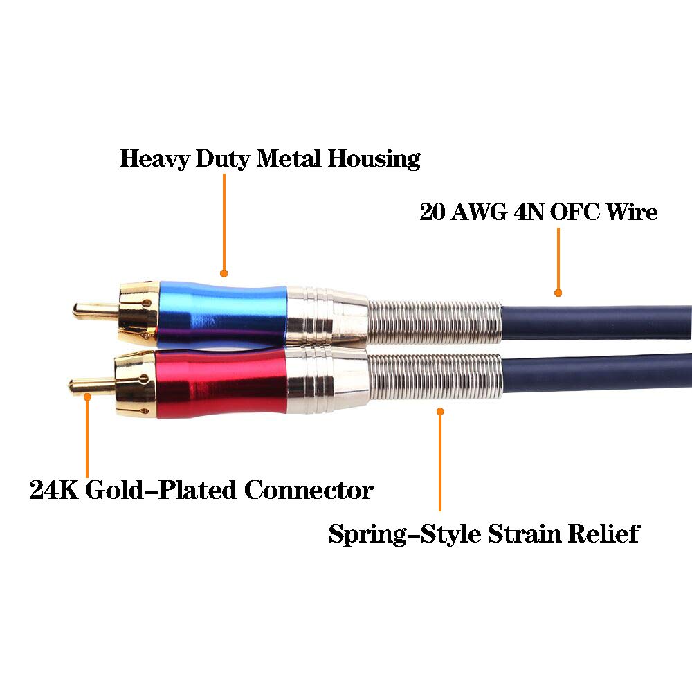 DISINO Dual RCA to XLR Male Y Splitter Patch Cable, Unbalanced 2 RCA/Phono Plug to 1 XLR Splitter Duplicator Lead Y-Cable Adapter -1.6feet/50cm