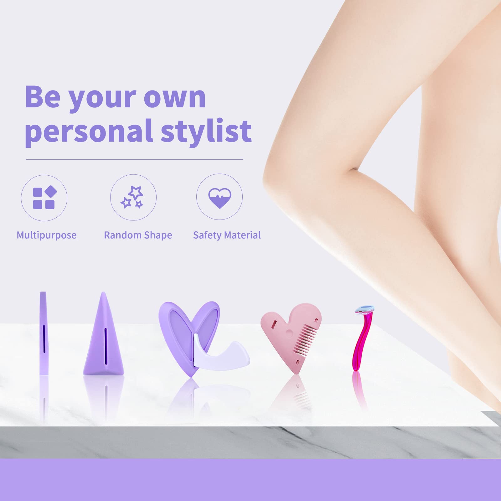 Bikini Razor Template, Pubic Hair Razor Template, Pubic Hair Razor, Privates Razor Tool Heart Right Triangle, Ladies Bikini Razor, Ladies Privates Razor, Beard Razor (Purple)
