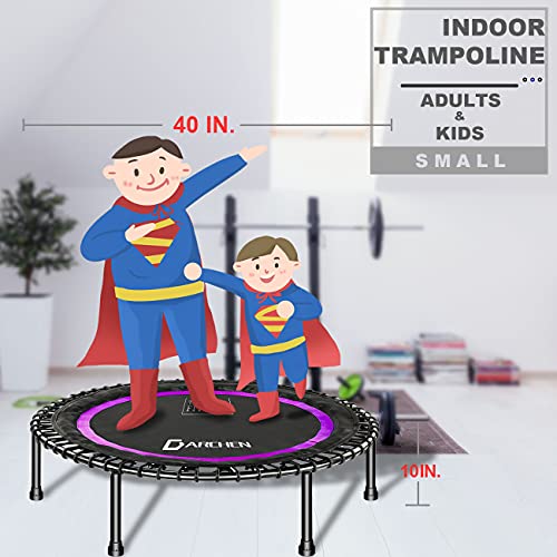DARCHEN 450 lbs Mini Trampoline for Adults, Indoor Small Rebounder Exercise Trampoline for Workout Fitness, 450 lbs Max-Load Bungees for Quiet and Safely Cushioned Bounce, 40 Inch Gym Trampoline