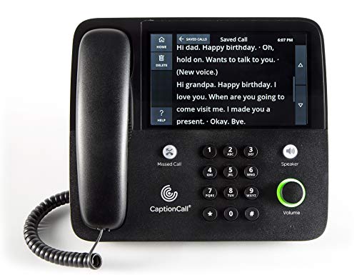 CaptionCall 67Tb Amplified Captioned Corded Home Telephone with Touch Screen, 58dB Amplification, Caller ID, Answering Machine, Bluetooth, Loud Ringer for Hearing Impaired