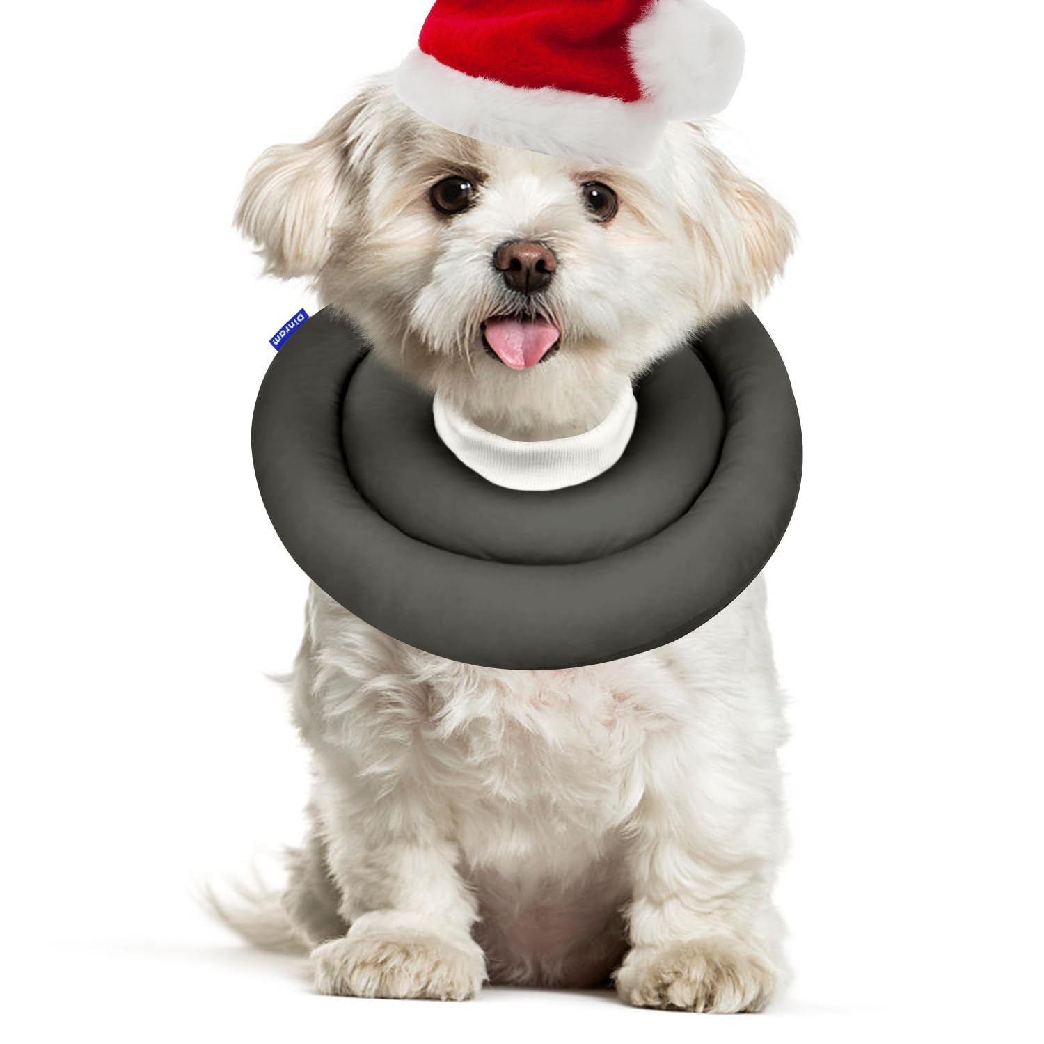 Dinram Soft Dog Cone for Recovery, Adjustable Pet Cone Alternative, Comfy Elizabethan Collar for Small Dogs and Cats After Surgery, Grey, S