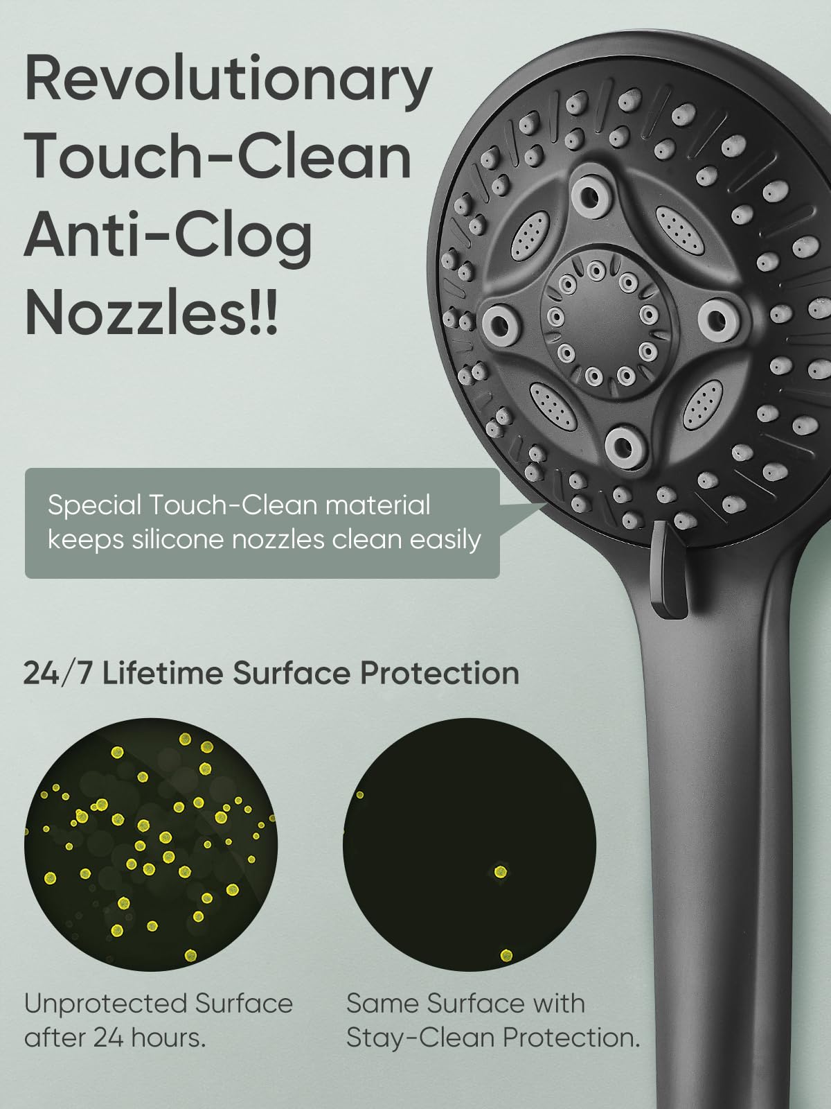 Cobbe 12'' High Pressure Rain Shower Head with Extension Arm - Dual Shower Heads with 8 Modes Handheld Spray Combo - Wide RainFall shower with Anti-Clog Nozzles, Adhesive Showerhead Holder, Black