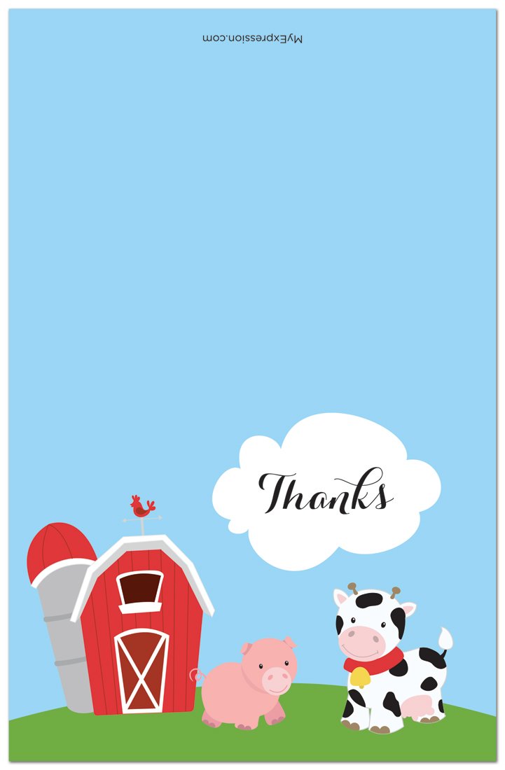 MyExpression.com 50 Cnt Fun Farm Animals Baby Thank You Cards