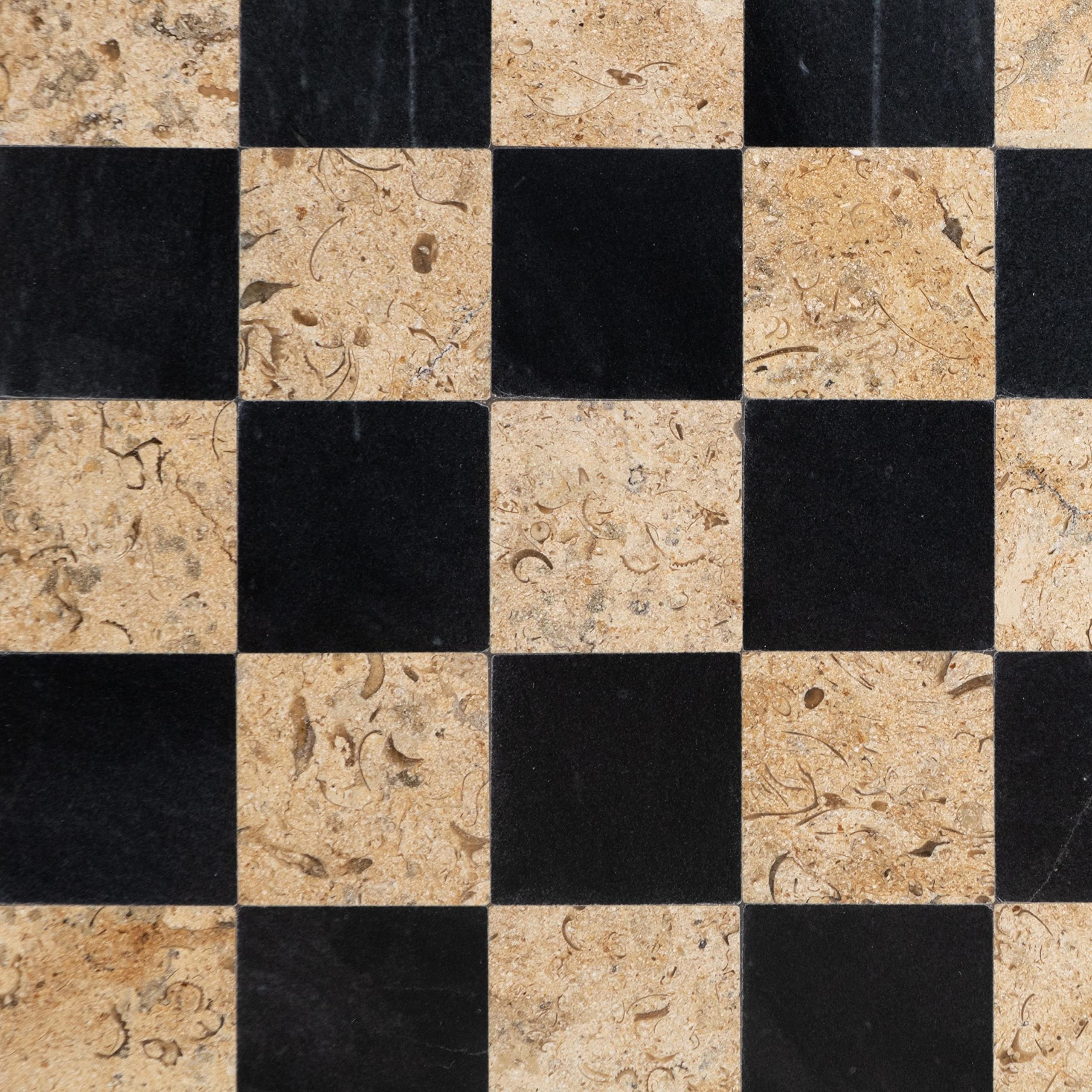 Handmade Marble Chess Set -15x15 Inches- Full Handcrafted Chess Board and Pieces -Fossil Black