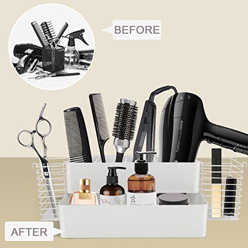 BUSOKIP Hair Tool Organizer/Hair Dryer Holder Wall Mount. Large Bathroom Sink Organizer Countertop Hot Tool Holder for Curling Iron, Blow Dryer, Straightener, Flat Iron. White