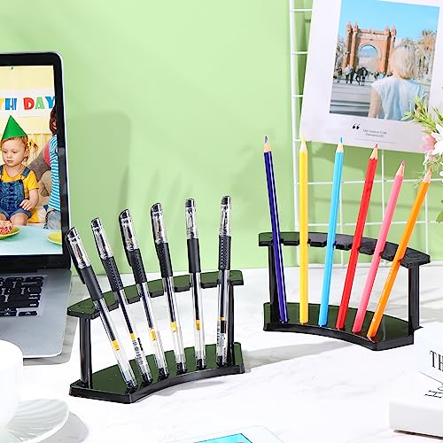 Ctosree 6 Pieces Plastic Pen Holder Display Stand 6 Slots Black Plastic Pen Holder 7 x 5 x 3 Inches Eyebrow Pen Stand Makeup Brush Rack Organizer for Home Office Desk School Supplies, Vertical
