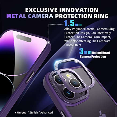 Dadanism iPhone 14 Pro Max Case - Military Grade Drop Protection, Skin-Friendly Matte-Coated Back, Advanced Camera Protection Ring, Anti-Scratch Anti-Fingerprint, Purple