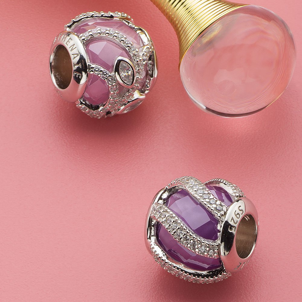 ATHENAIE Murano Glass 925 Silver Core Purple Dreamland Charms Bead