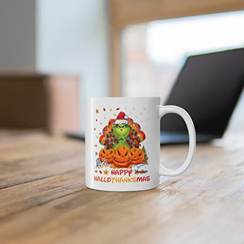 DATDesigns Christmas Mug - Happy Hallothanksmas And Merry Christmas Fall Funny Gift For Halloween Christmas - Halloween Mug - Best Gift Christmas Mugs 11oz, MUG-1WVXUWCMJE-11oz, White