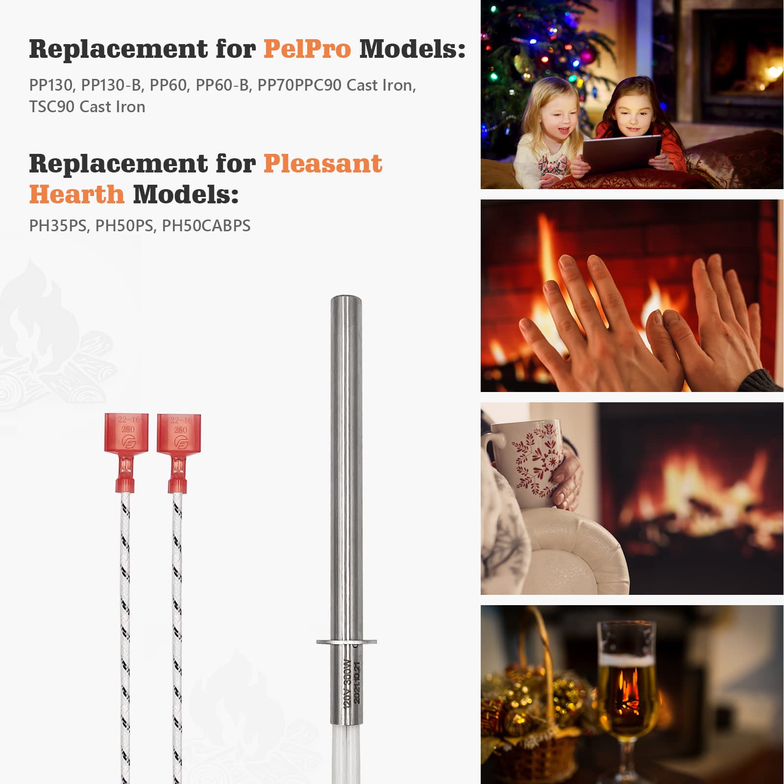 YAOAWE Replacement Igniter Part SRV7000-660 for Pelpro & Pleasant Hearth Pellet Stoves, 300W Ignitor