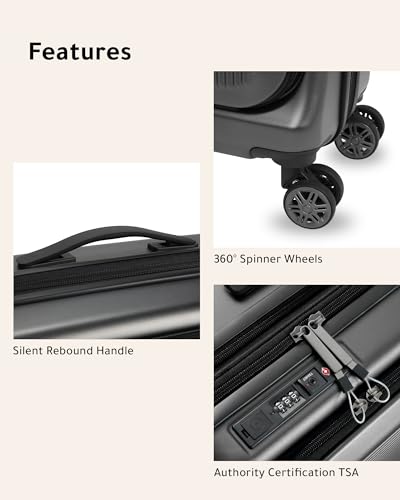 Carry on Luggage Luggage 22x14x9 Airline Approved, PC Hard Shell Suitcase with USB Port, Expandable Luggage with Laptop Compartment