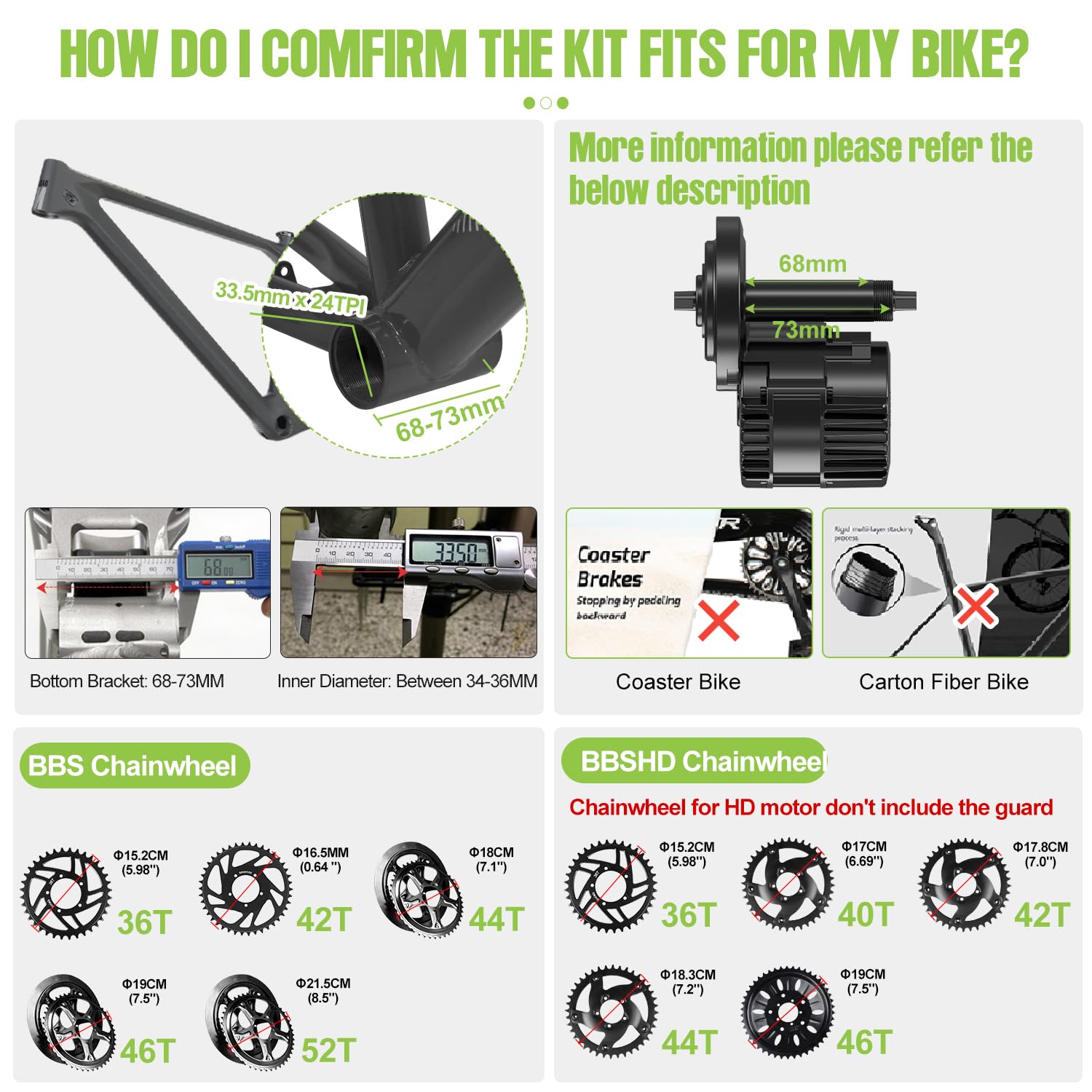 BAFANG BBS02 48V 750W Mid Drive Kits Mid Motor Ebike Conversion Kits with Chainring Wheel and LCD Display(No Battery)
