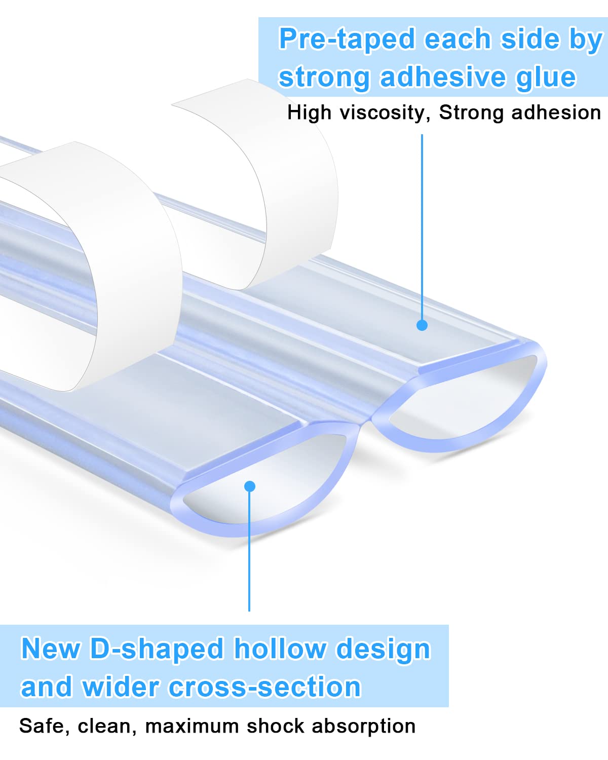 Baby Proofing, D-Shaped Hollow Edge Protector Strip Clear, Silicone Soft Corner Protectors with Upgraded Pre-Taped Strong Adhesive, 6.6ft(2M) Edge Protectors for Sharp Corners of Cabinets, Tables.