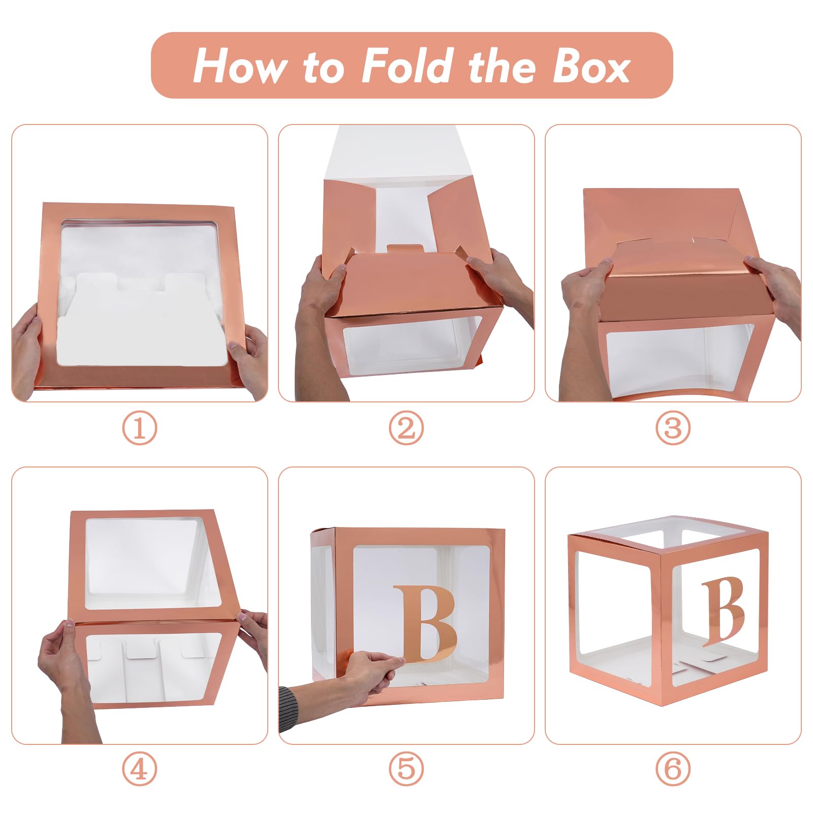 RUBFAC Baby Boxes with Letters for Baby Shower Silver Clear Block Box Transparent Balloon Boxes Birthday Party Decoration Gender Reveal Gift Box