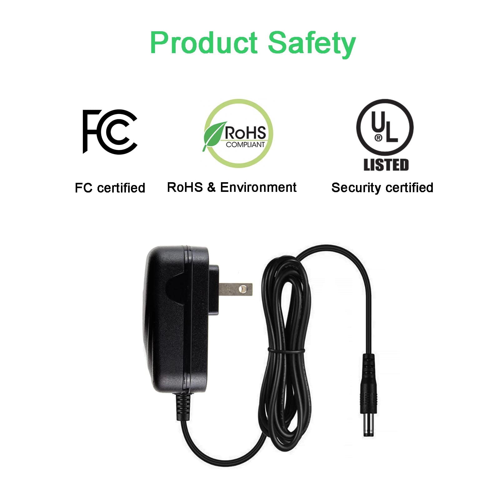 MyVolts 12V Power Supply Adaptor Compatible with/Replacement for Verbatim Desktop USB 1TB External Hard Drive - US Plug