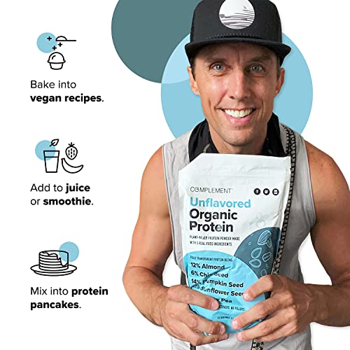 Complement Organic Unflavored Vegan Protein Powder (15 Servings) Low Carb, Low Calorie, Sugar Free, Soy Free, Non-GMO, Gluten Free, Non Dairy- Yellow Pea, Pumpkin Seed- 15g Plant Based Protein Powder
